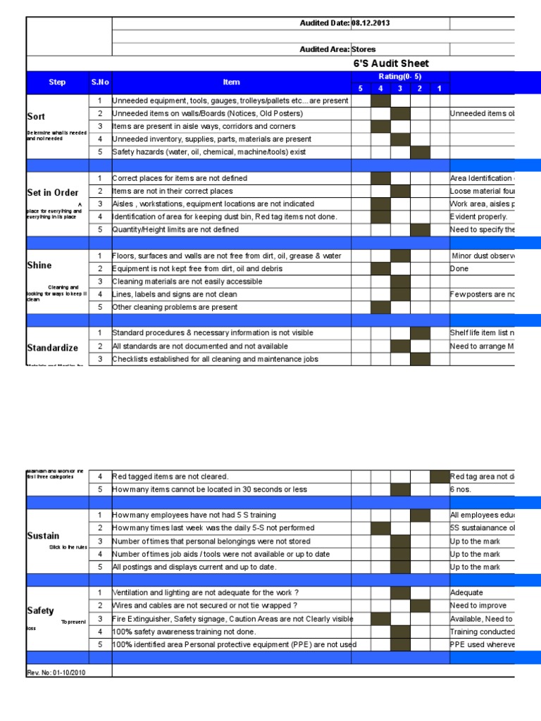 6S Audit Report | PDF | Audit | Safety