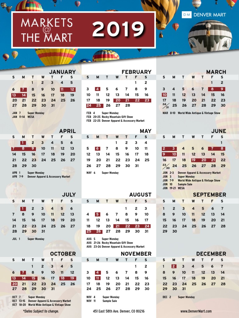 Denver Market Event Schedule 2019 | PDF