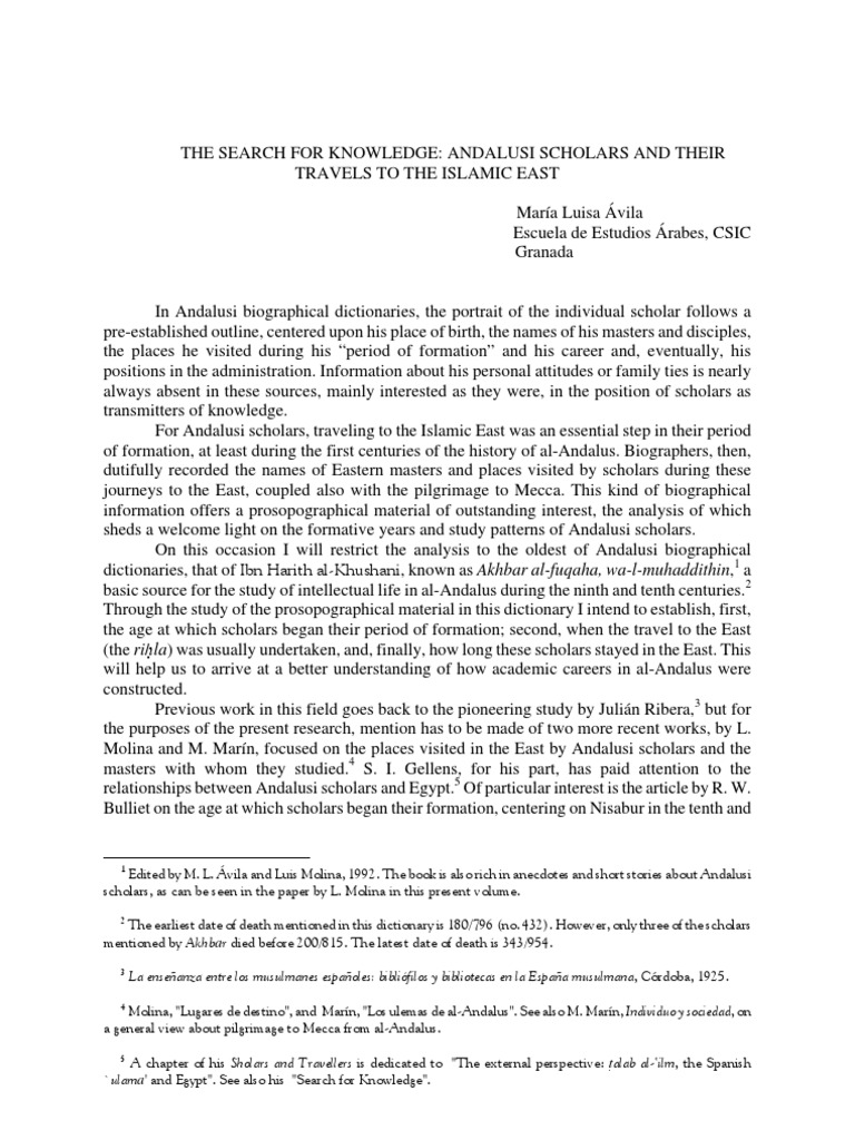 Andalusi Scholars' Travels to the East | PDF | Al Andalus | Muhammad