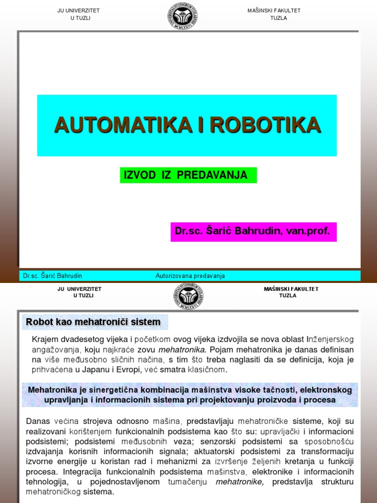 Roboti Kao Mehatronički Sistem | PDF