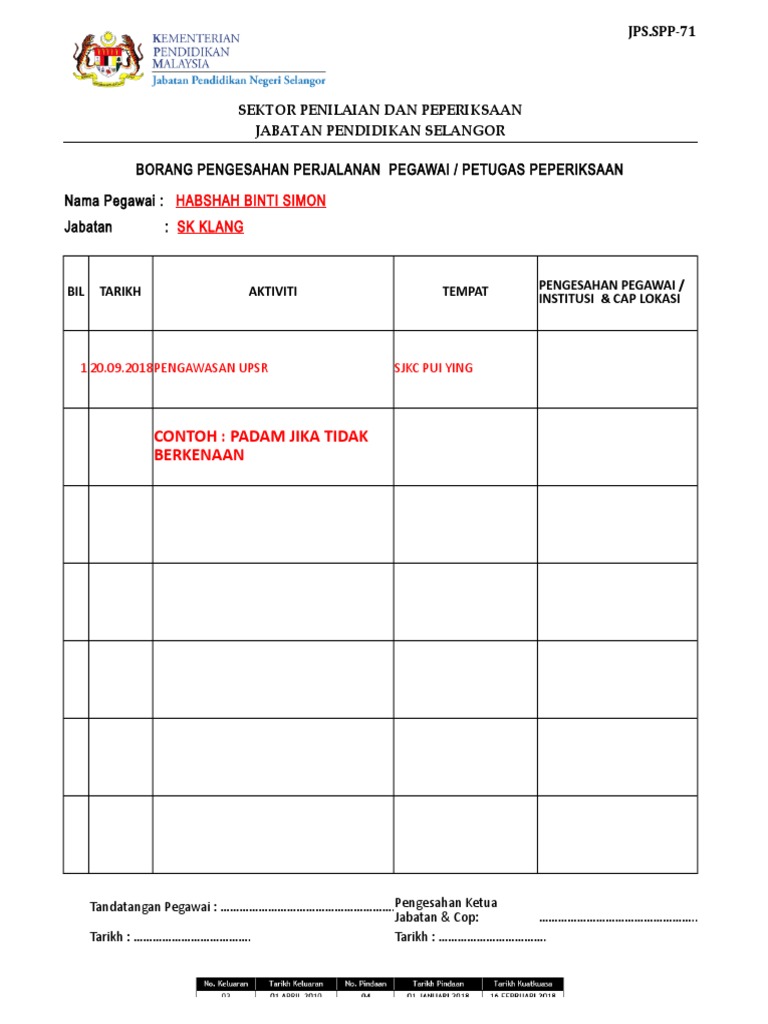 1 4 JPS SPP 71 Borang Pengesahan | PDF