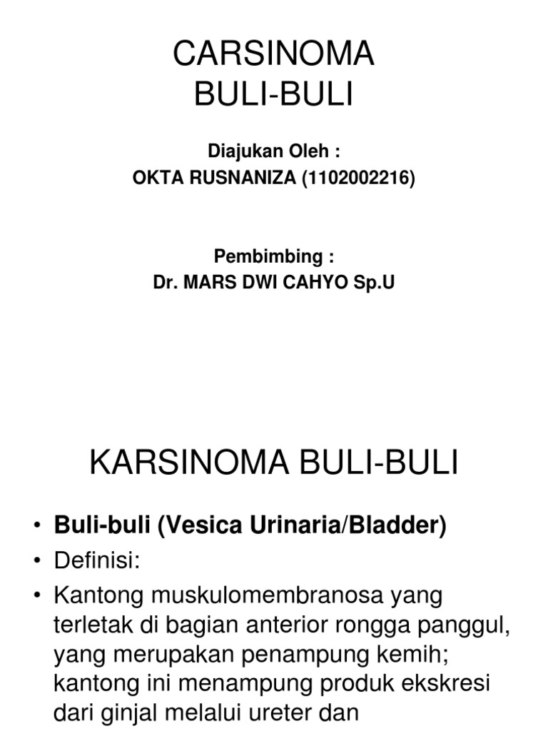 Karsinoma Buli-Buli: Gejala dan Terapi | PDF