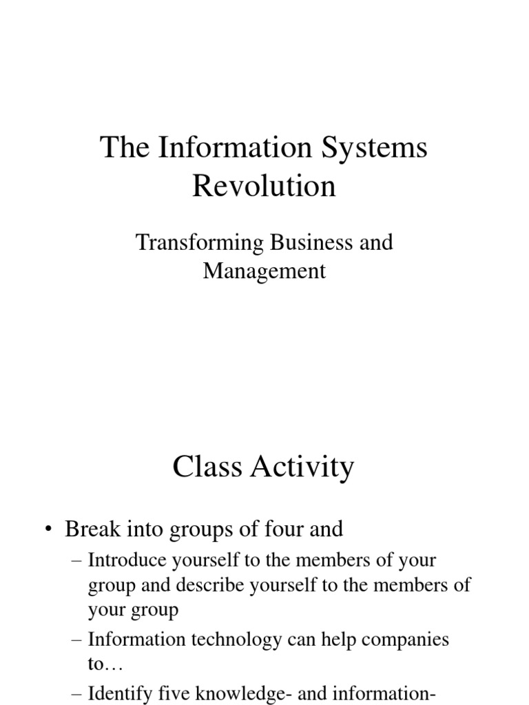 The Information Systems Revolution Lecture 1 | PDF | Information System ...