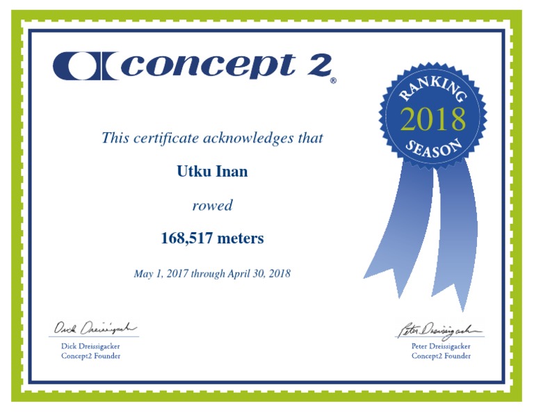 Concept2 Certificate Season 2018 | PDF