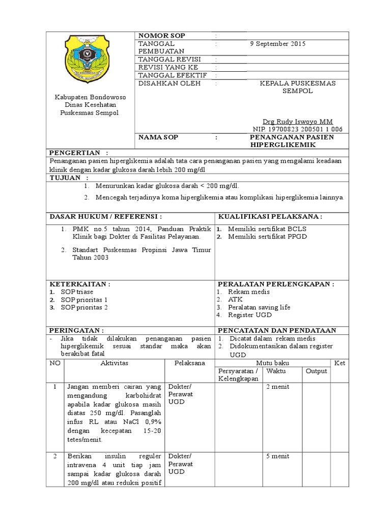 Protap Penanganan Hiperglikemia | PDF