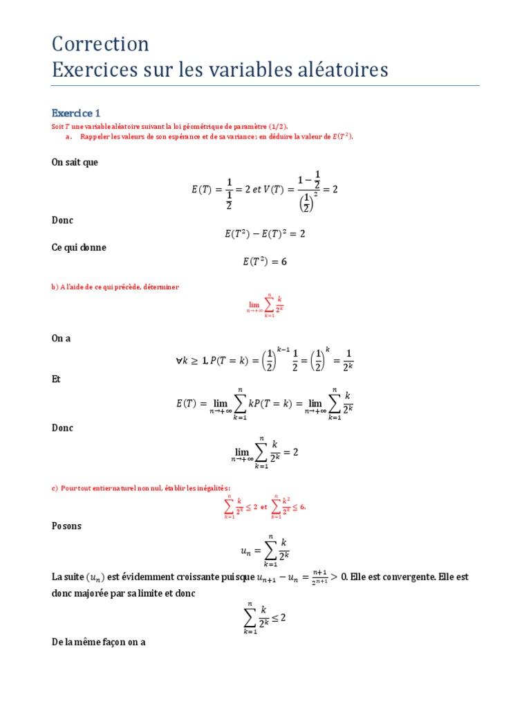 variables aleatoires.pdf | Espérance mathématique | Variance ...