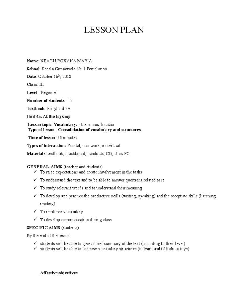 Lesson Plan Fairyland III at The Toyshop | PDF | Lesson Plan | Teachers