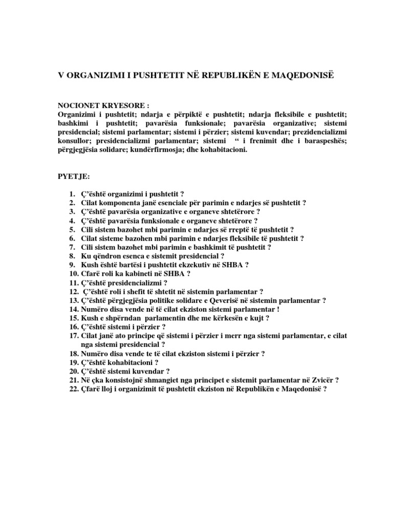 Organizimi I Pushtetit Në Republikën e Maqedonisë | PDF