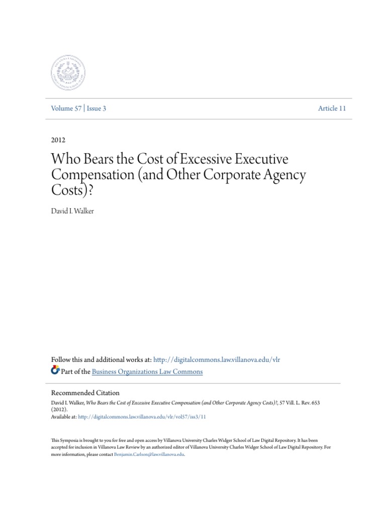 Who Bears The Cost of Excessive Executive Compensation (And Other | PDF ...
