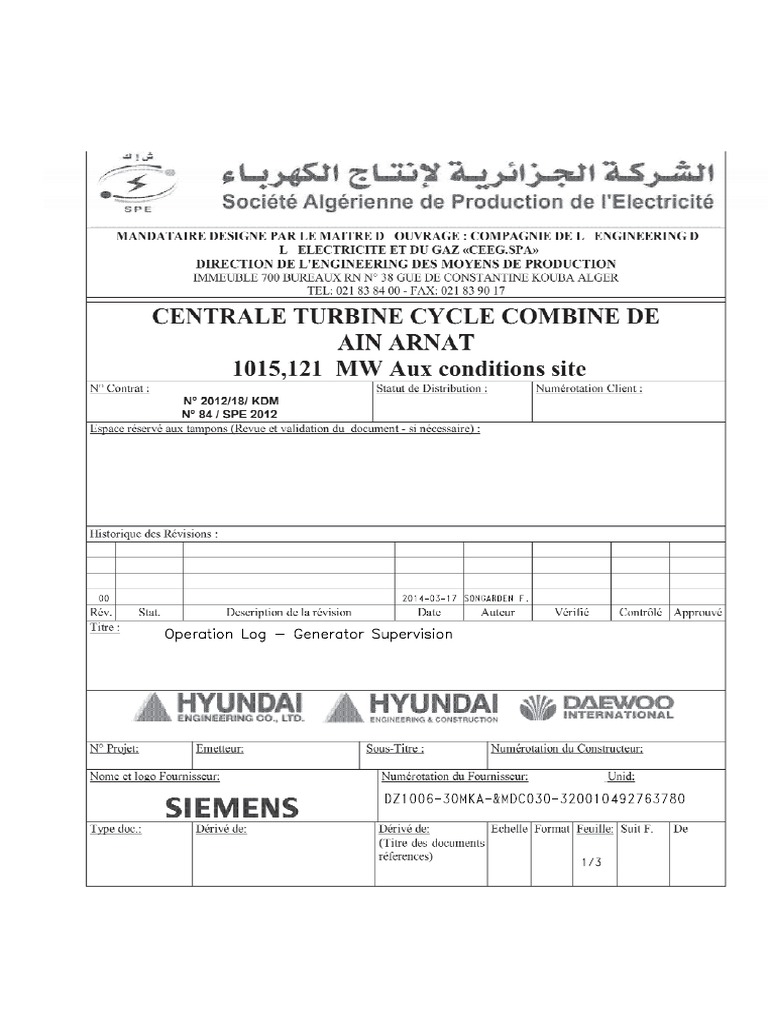 Generator LOG | PDF | Electric Generator | Power (Physics)