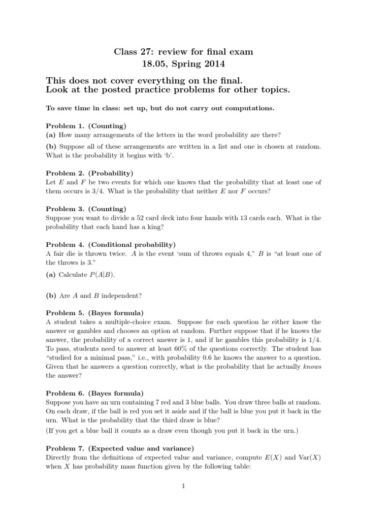 Final Exam Review for 18.05 Students | PDF | Confidence Interval ...