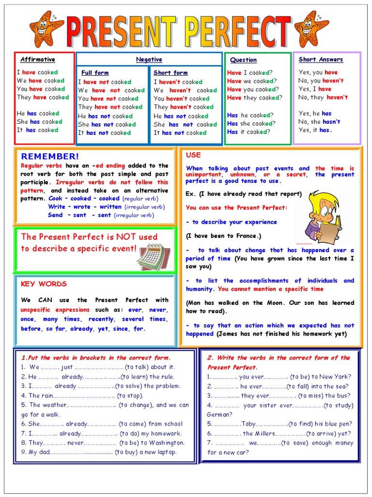 Present Perfect (2 Pages) | PDF | Perfect (Grammar) | Linguistics