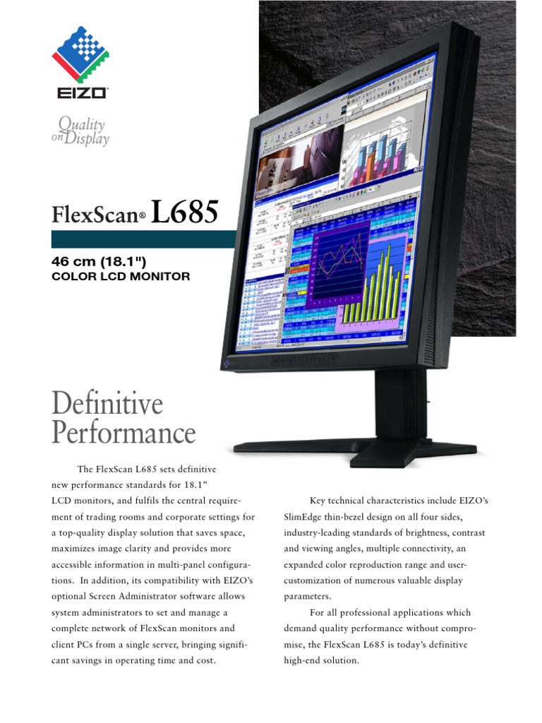 Eizo FlexScan L685 Datasheet | PDF | Computer Monitor | Computer ...