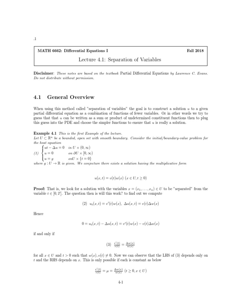 Lecture Notes Chapter 4 of Evans PDE | PDF | Partial Differential ...