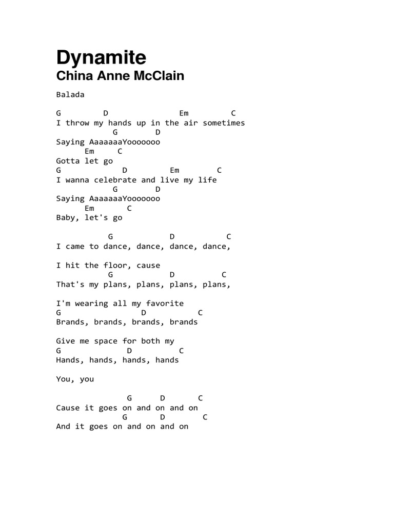 Dynamite Guitar Chords