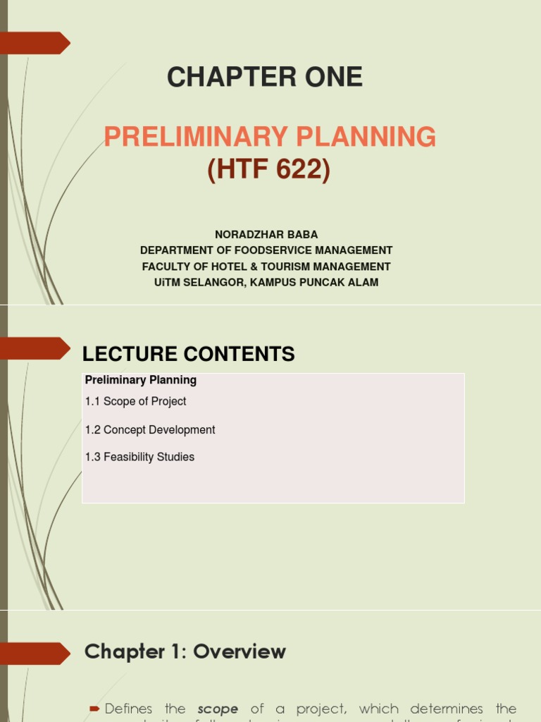 Preliminary Planning in Foodservice Management | PDF | Retained ...