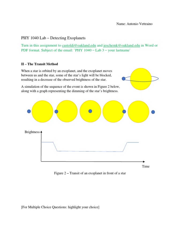 Analysis of Exoplanet Detection Through the Transit Method | PDF ...