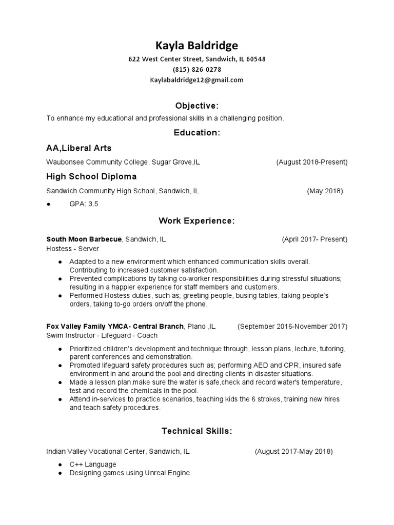Kayla Baldridge Resume | PDF | Career & Growth