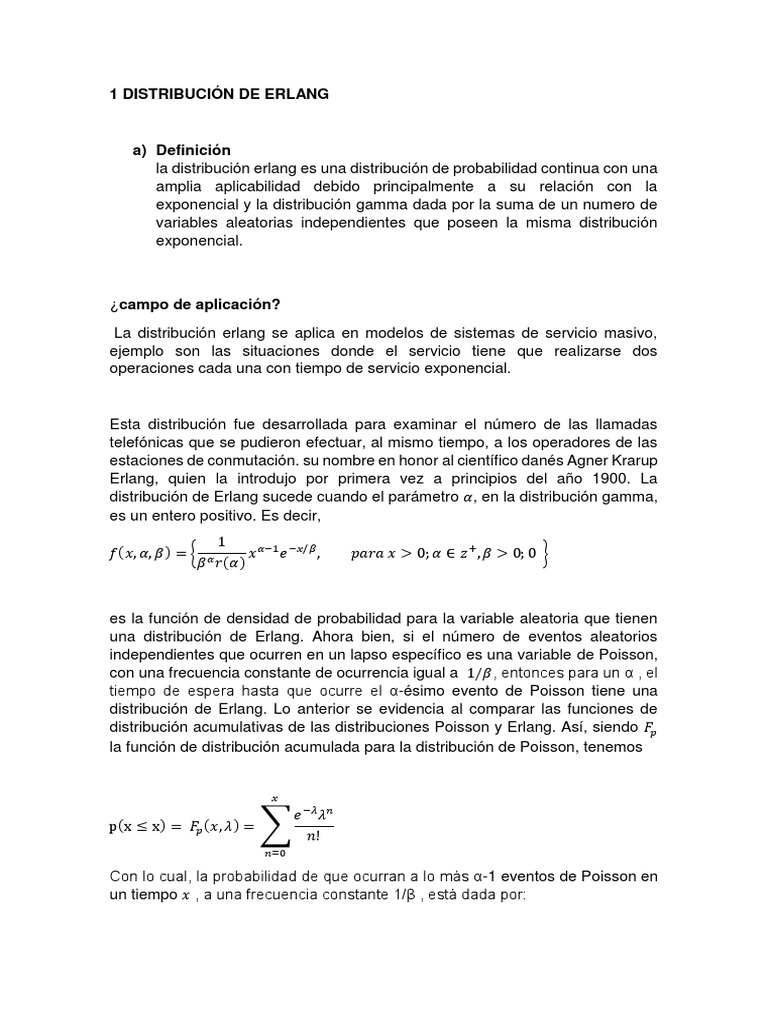 1 Distribución de Erlang | PDF | Distribución de probabilidad ...