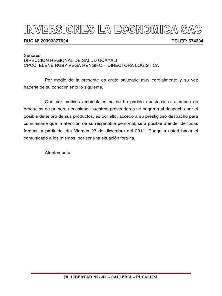 Carta A Diresa | PDF