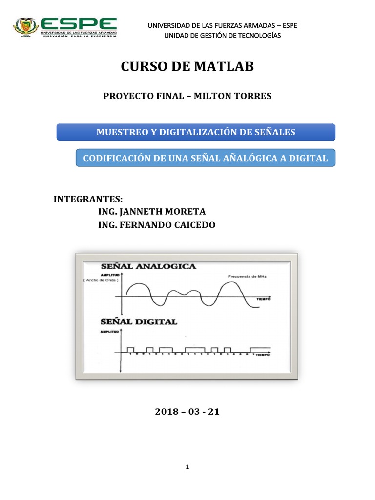 Informe Matlab Janneth - Fernando | PDF | Conversor analógico a digital | Algoritmos