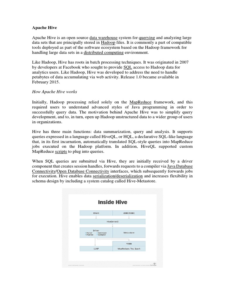 Apache Hive | PDF | Apache Hadoop | Computer Programming
