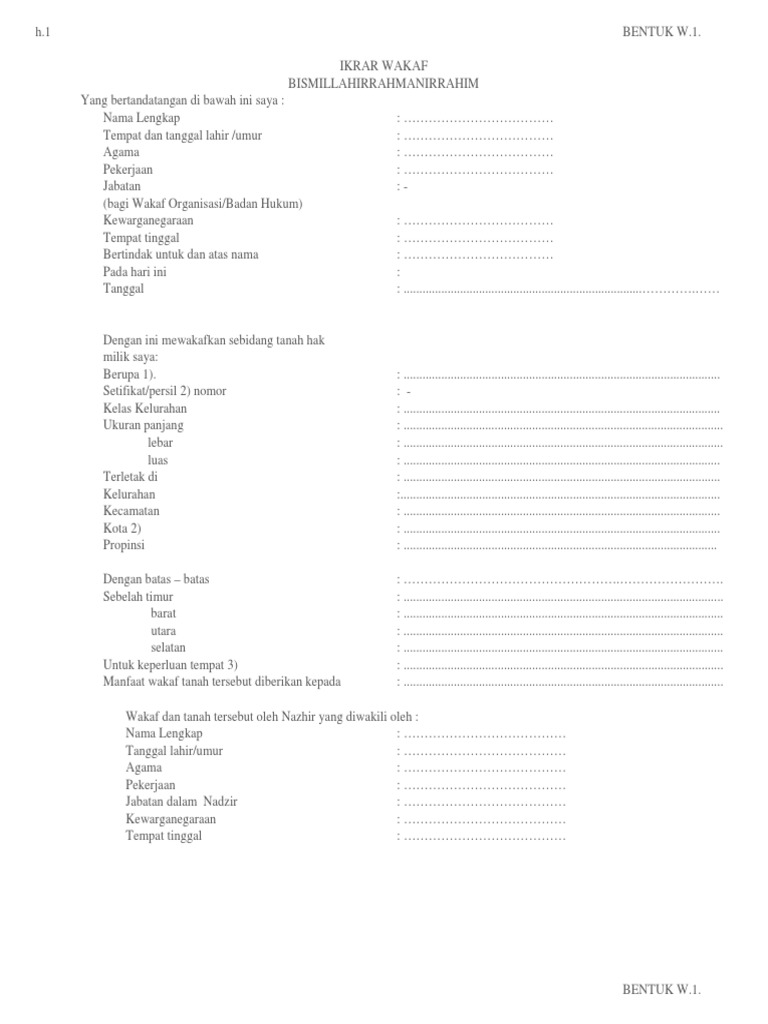 Contoh Format Blangko Wakaf Pdf Pdf