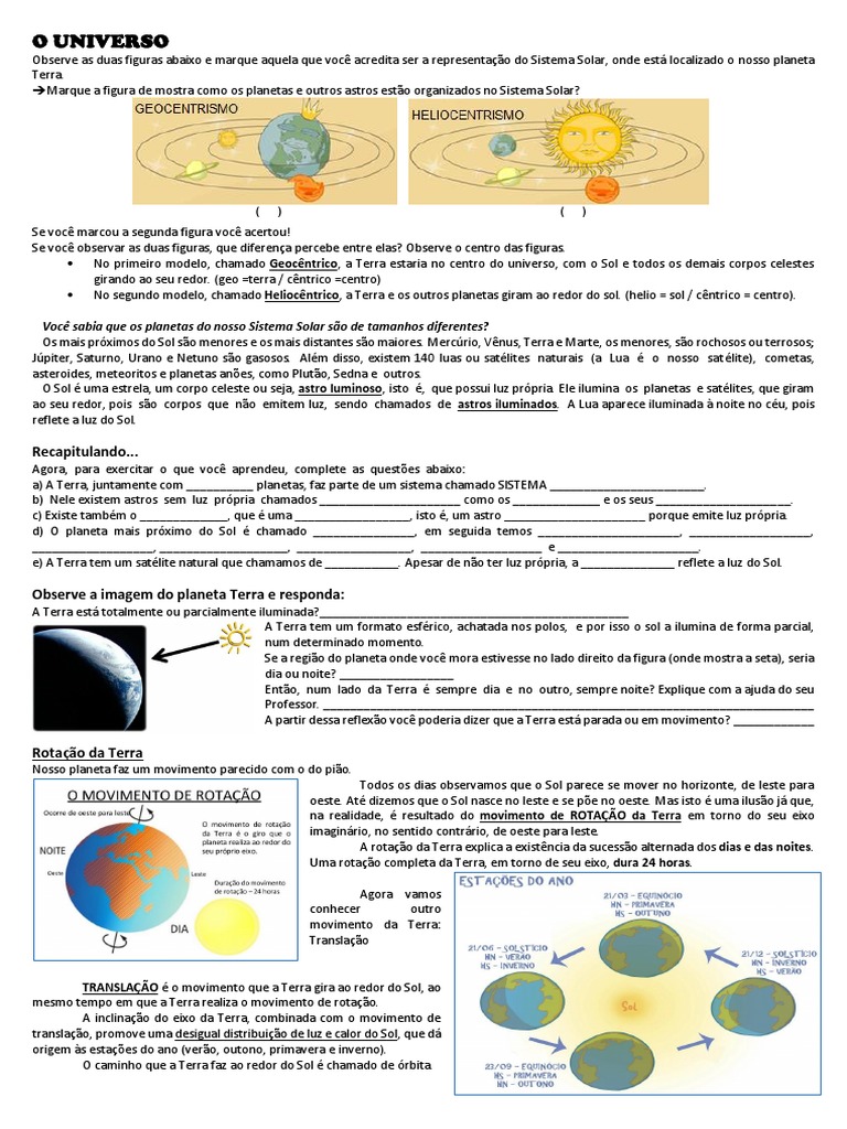 Movimentos Da Terra e Lua | PDF | Lua | Planetas