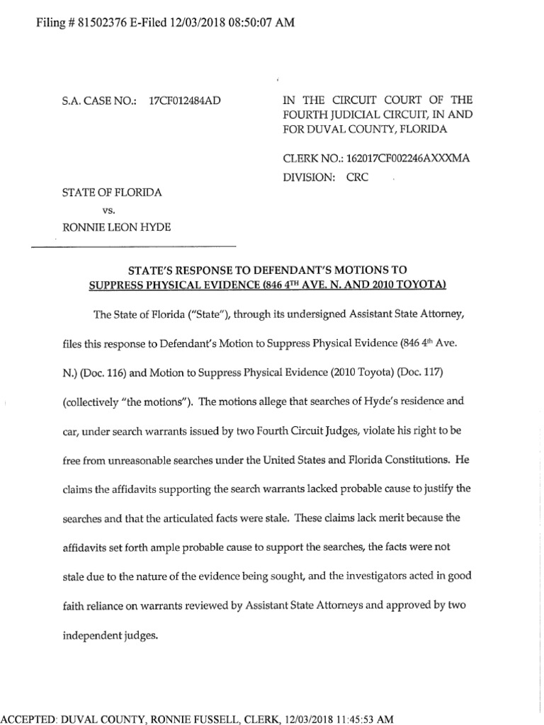 (17-Cf-2246) State's Response To Defendants Motions To Suppress ...