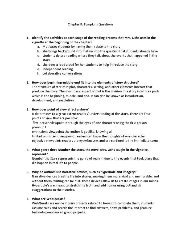 Chapter 8 Tompkins Questions | PDF | Narration | Human Communication