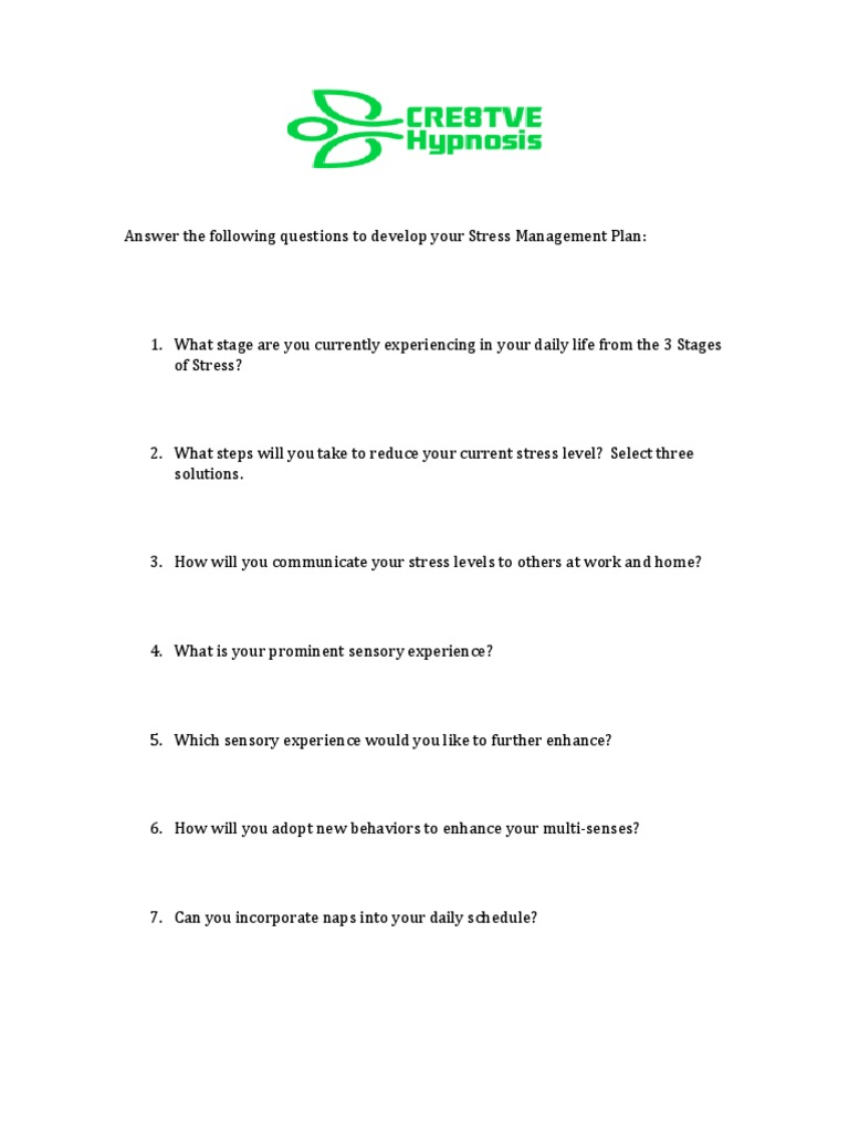 Stress Management Worksheet | PDF