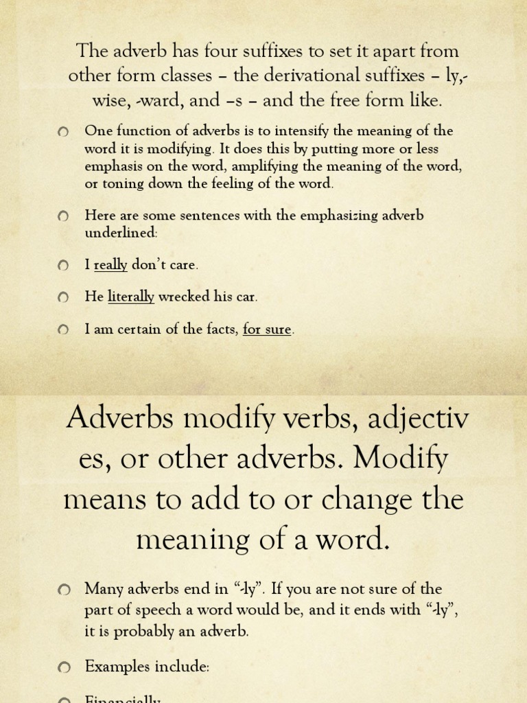 Understanding Adverb Suffixes and Functions | PDF | Language Arts ...