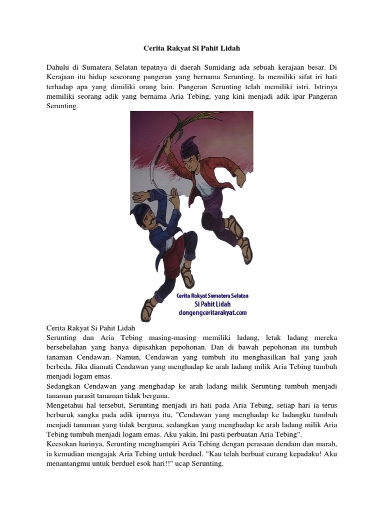 Cerita Rakyat Si Pahit Lidah | PDF
