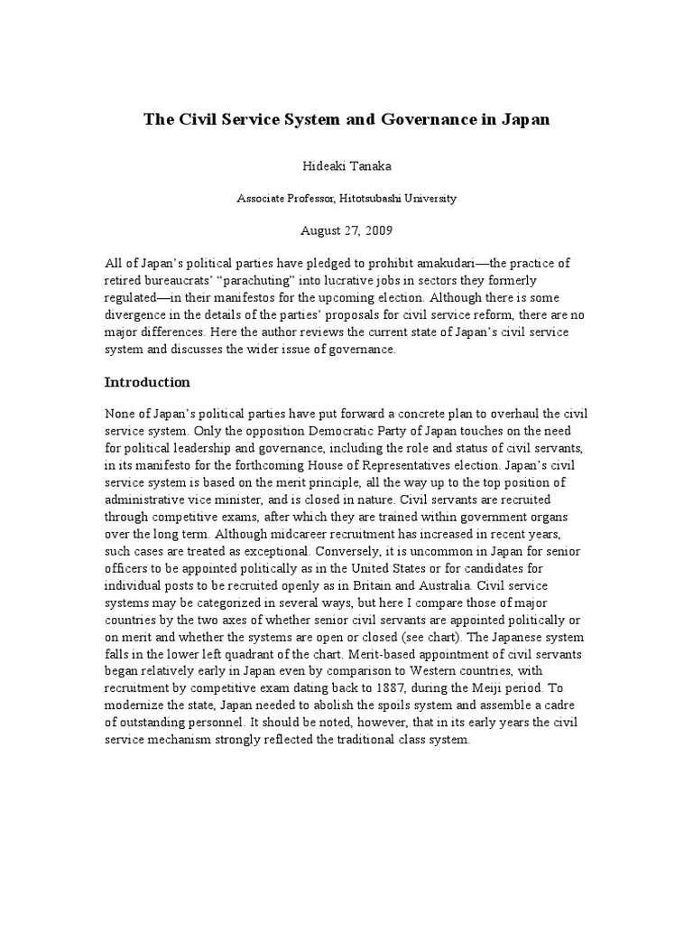 The Civil Service System and Governance in Japan: Associate Professor ...