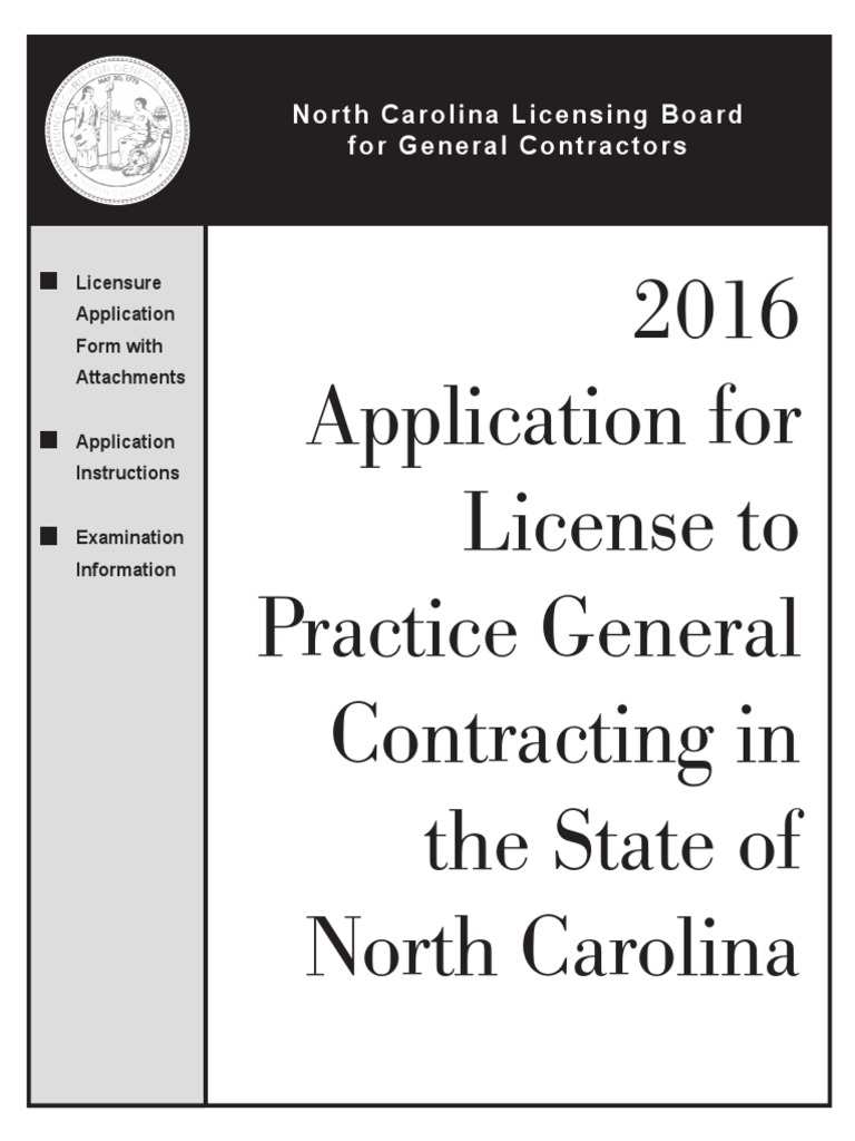 NC General Contractor License Application | PDF | Test (Assessment ...