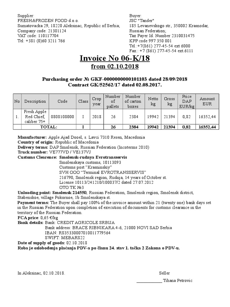 Invoice Dap | PDF