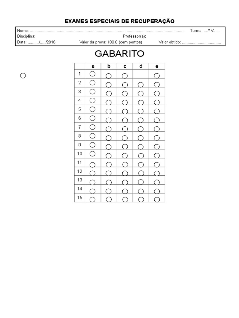 Molde para Gabarito | PDF