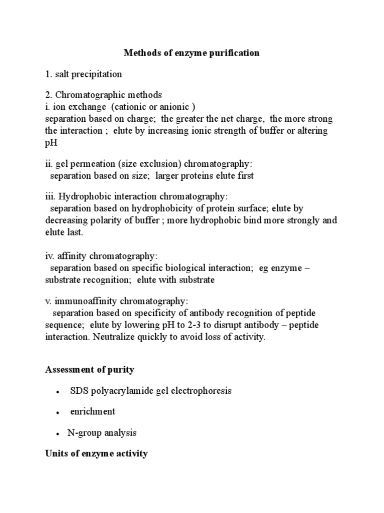 Methods of Enzyme Purification | PDF