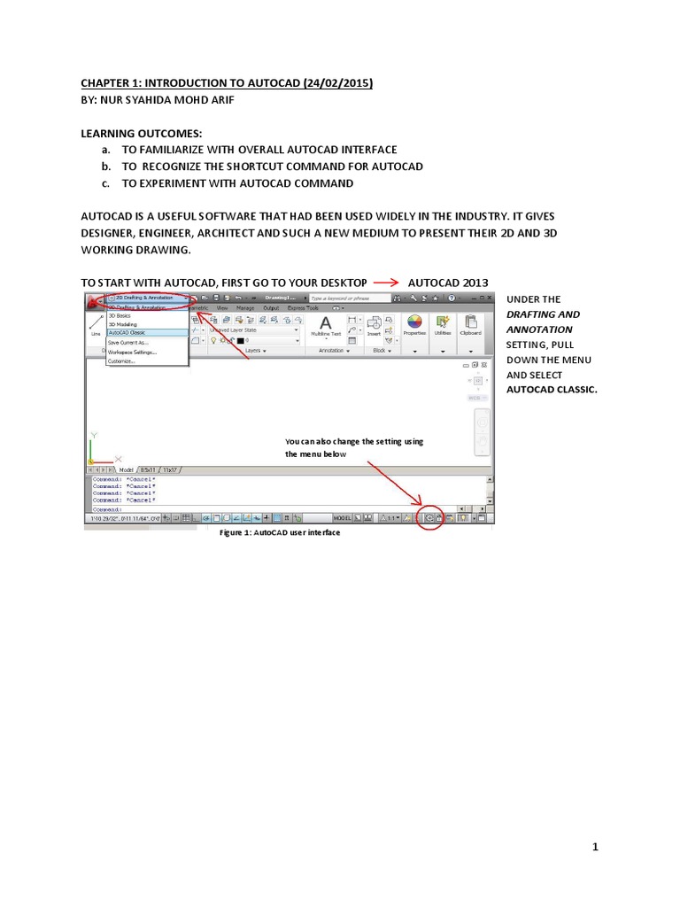 Autocad Ch1 Introduction To Autocad Pdf Menu Computing Auto Cad