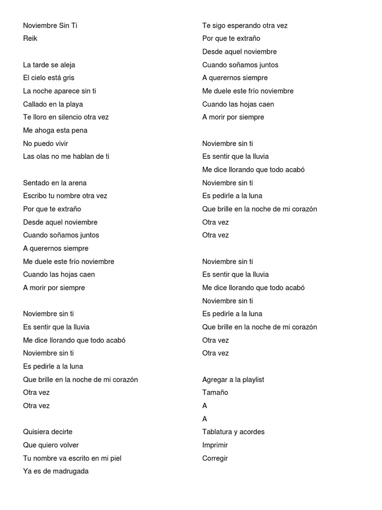 Noviembre Sin Ti | PDF