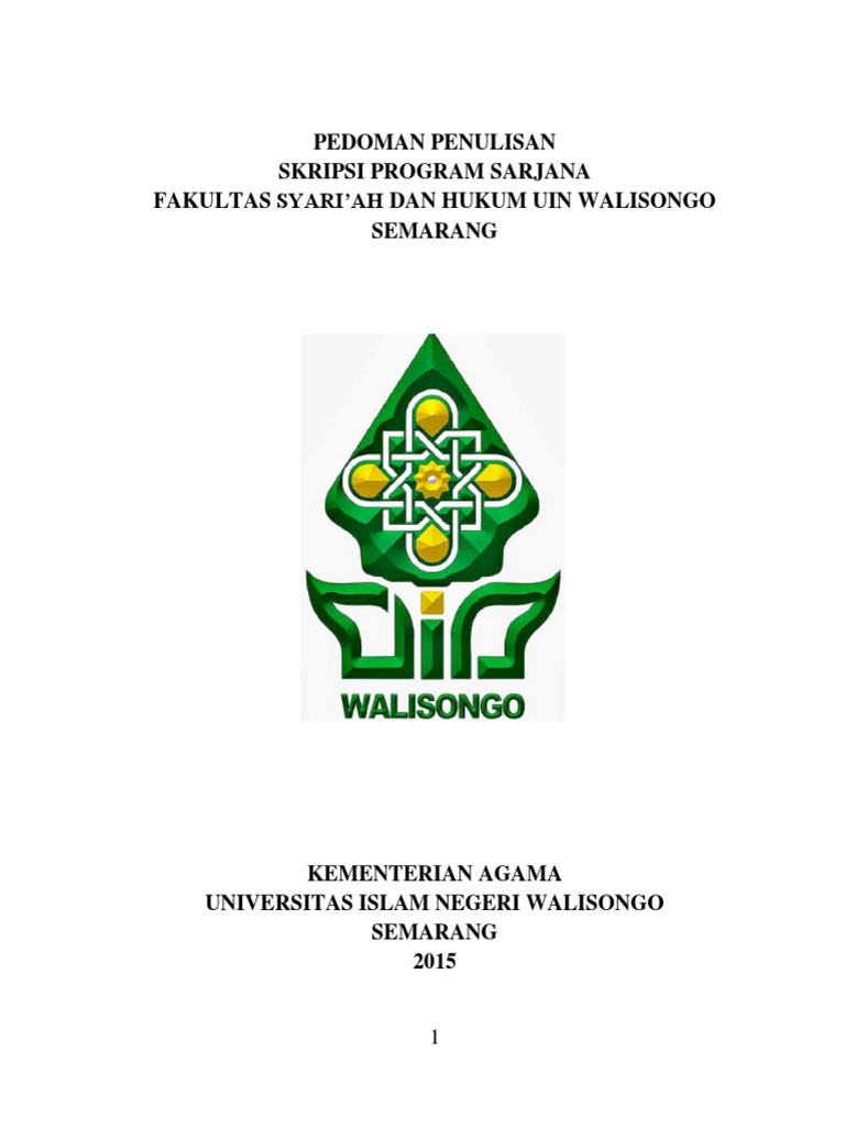 Pedoman Penulisan Skripsi FSH UIN Walisongo | PDF