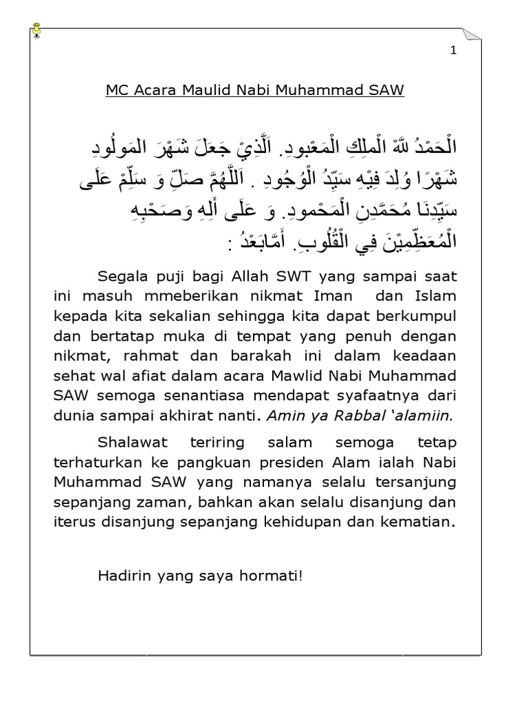 MC Acara Maulid Nabi Muhammad SAW | PDF