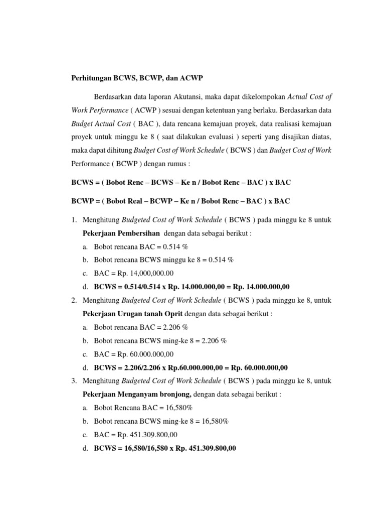 Perhitungan BCWS | PDF | Pengelolaan Keuangan & Uang | Komputer