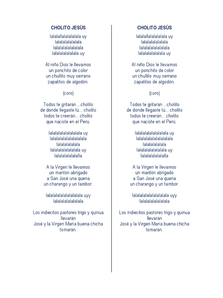 Letra de Cholito Jesús