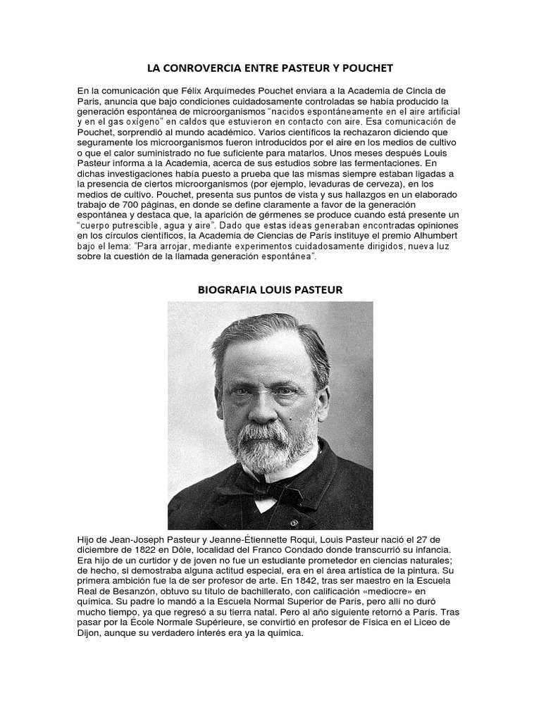 Pasteur y Pouchet | PDF | Luis Pasteur | Biología