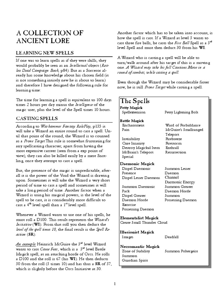 Collection of Ancient Lore | PDF | Magician (Fantasy) | Necromancy