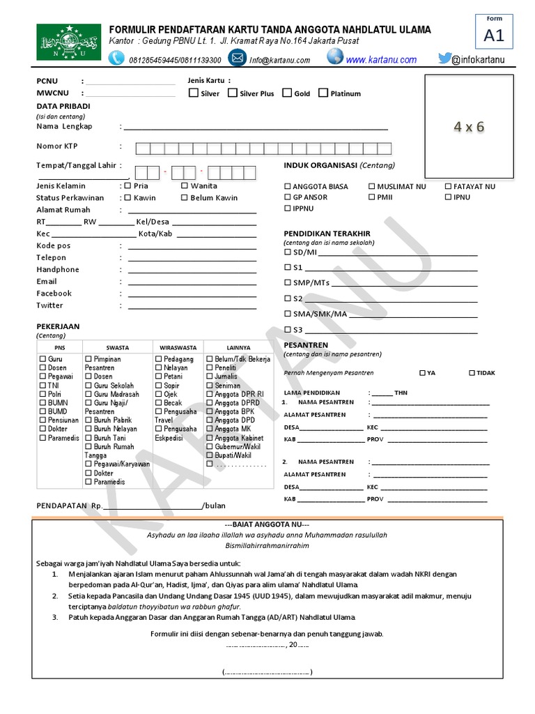 Draft Formulir KartaNU#6 | PDF