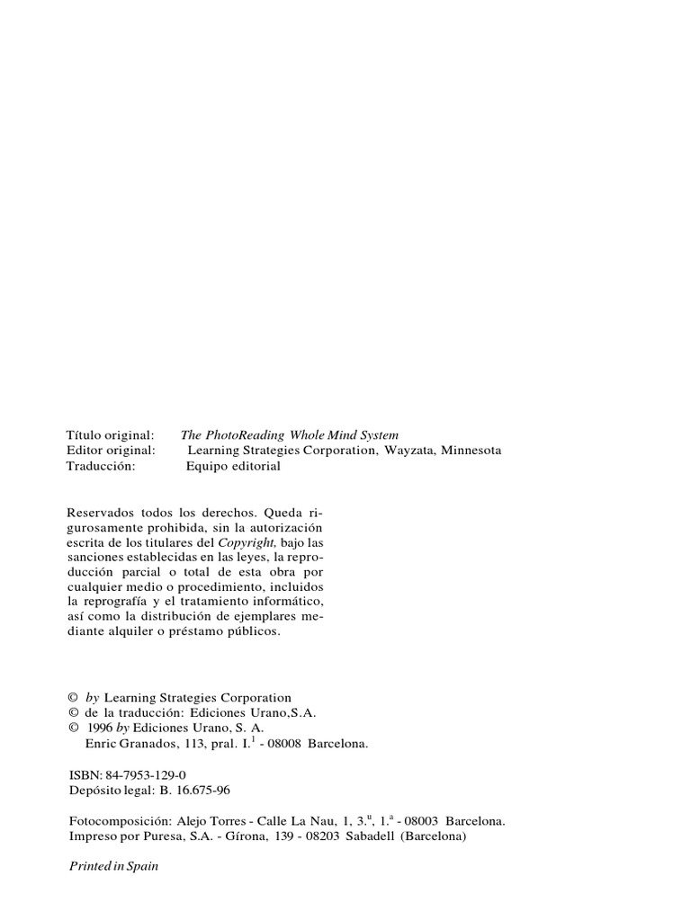PhotoReading Esp PDF | PDF | Lectura veloz | Mente