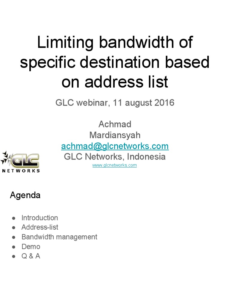 Limiting Bandwidth of Specific Destination Based On Address List | PDF | Ip Address | Firewall ...