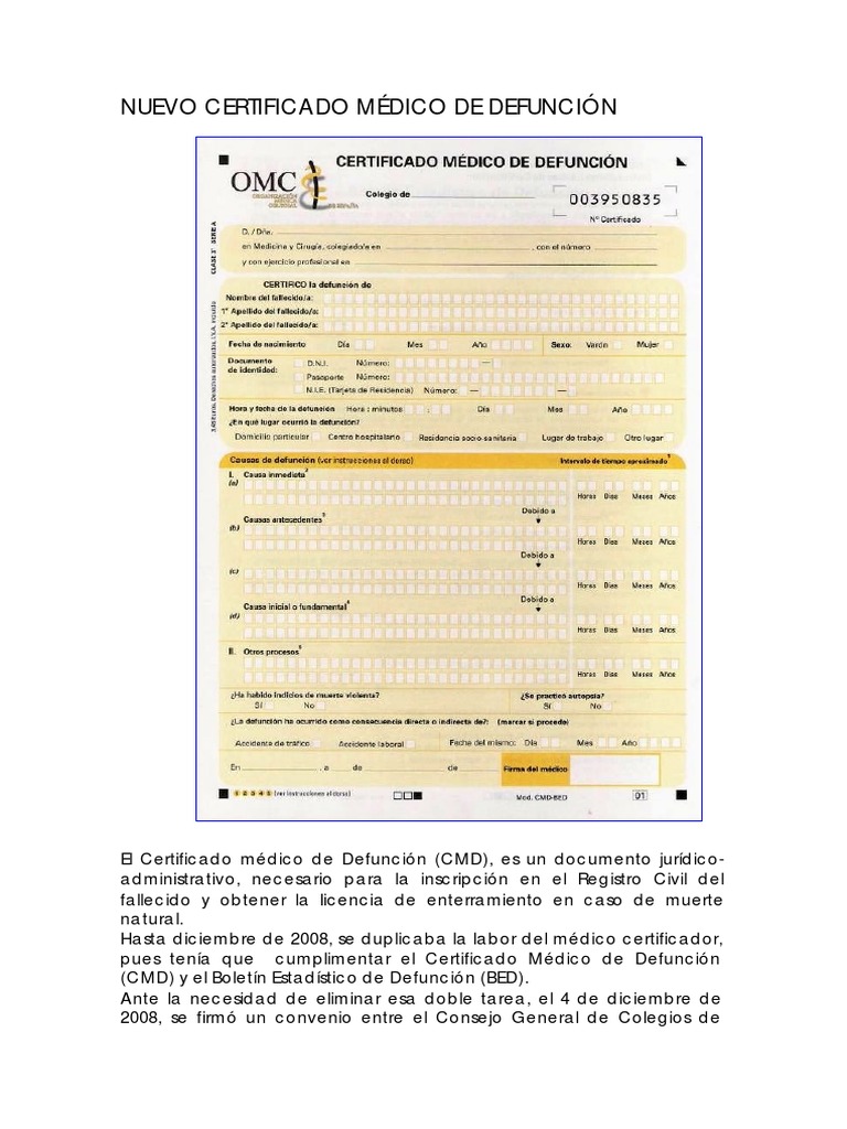 Certificado de Defuncion | PDF | Ciencias de la Salud | Enfermedades y ...